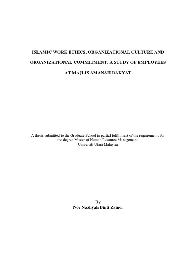 Islamic Work Ethics - Organizational Culture | PDF