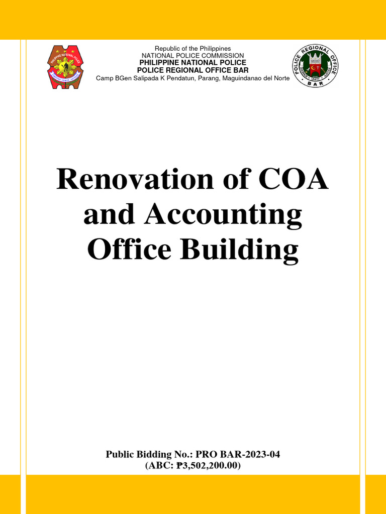 PBD For The Renovation of COA and Accounting Office Building | PDF