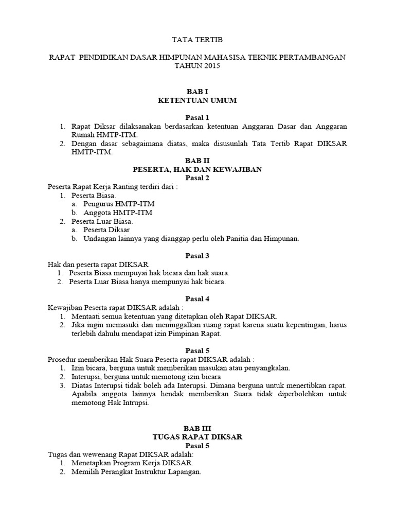 Tata Tertib Rapat | PDF