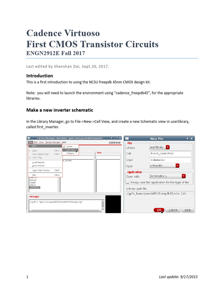 ENGN2912E Cadence FirstCMOSDesign | PDF | Mosfet | Cmos