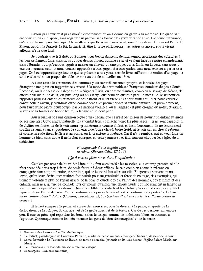 Savoir par cœur : une fausse connaissance | PDF | Michel de Montaigne ...