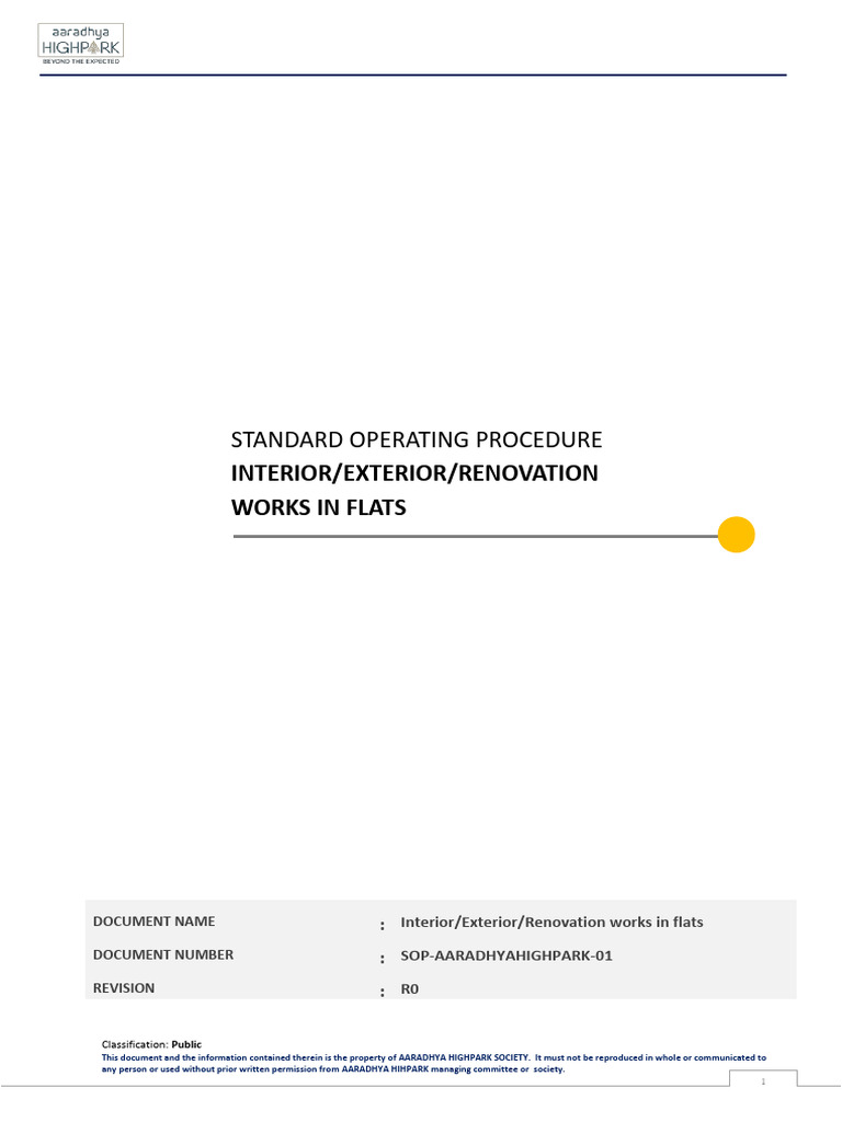 SOP - Interior & Exterior & Renovation of Flat Works | PDF