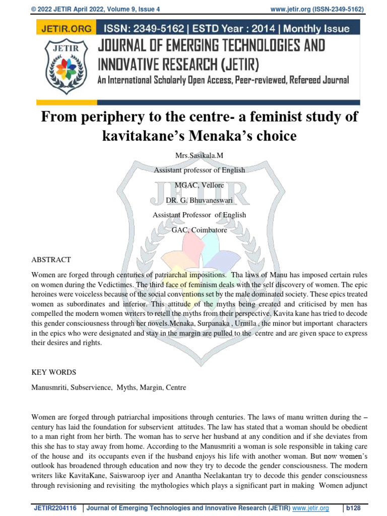 Menaka's Choice Feminist Poin of View | PDF | Hindu Mythology