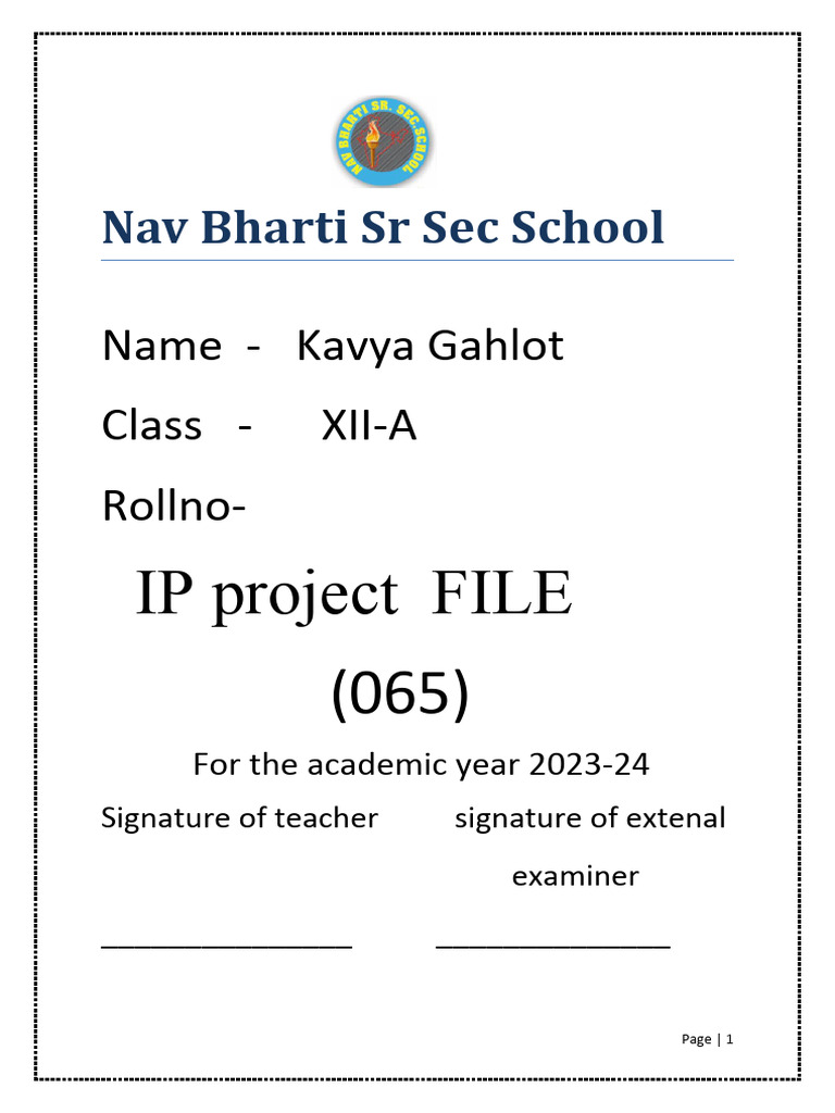 Ip Project File Pdf Computer Programming Computing