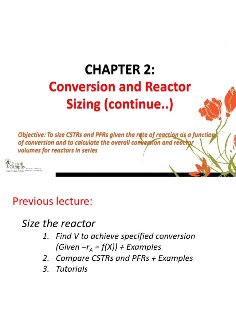 CRELect4 - Conversion and Reactor Sizing | PDF
