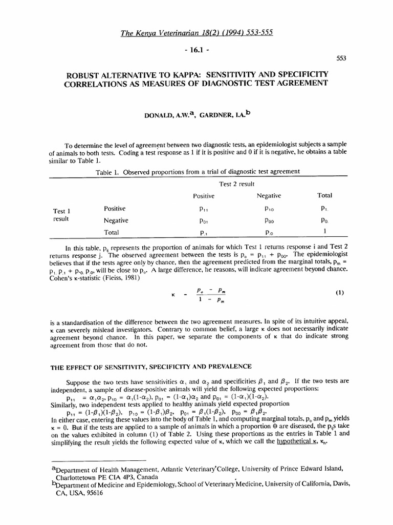 Robust Alternative To Kappa - Sensitivity and Spec | PDF | Sensitivity ... Robust Alternative To Kappa - Sensitivity and Spec | PDF | Sensitivity ...