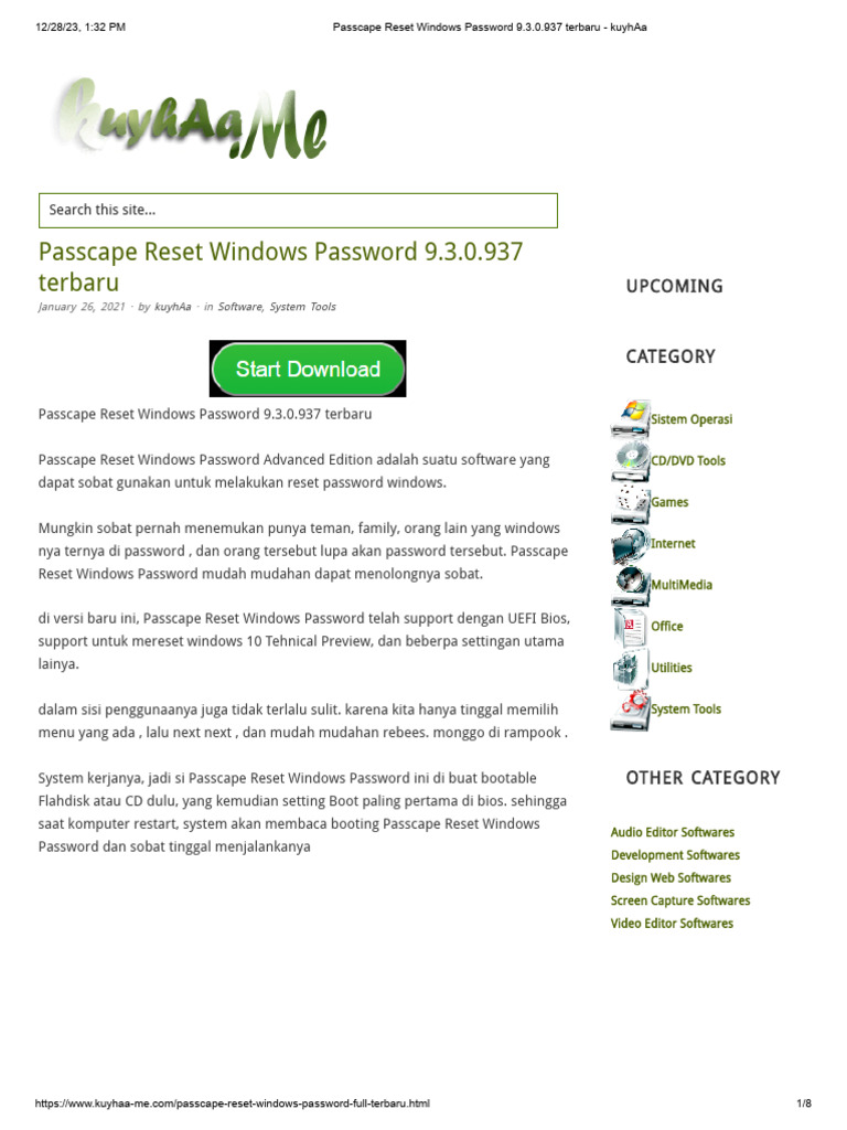 Passcape Reset Windows Password 9.3.0.937 Terbaru - KuyhAa | PDF | Komputer