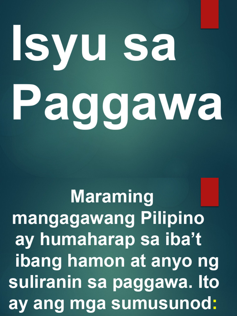 G10 AP Q2 Week 3 4 Isyu Sa Paggawa | PDF