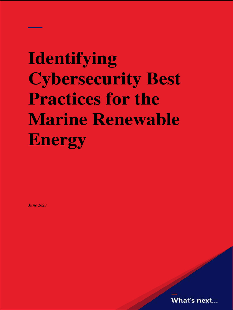 Cybersecurity Best Practices Marine Renewable Energy Report | PDF