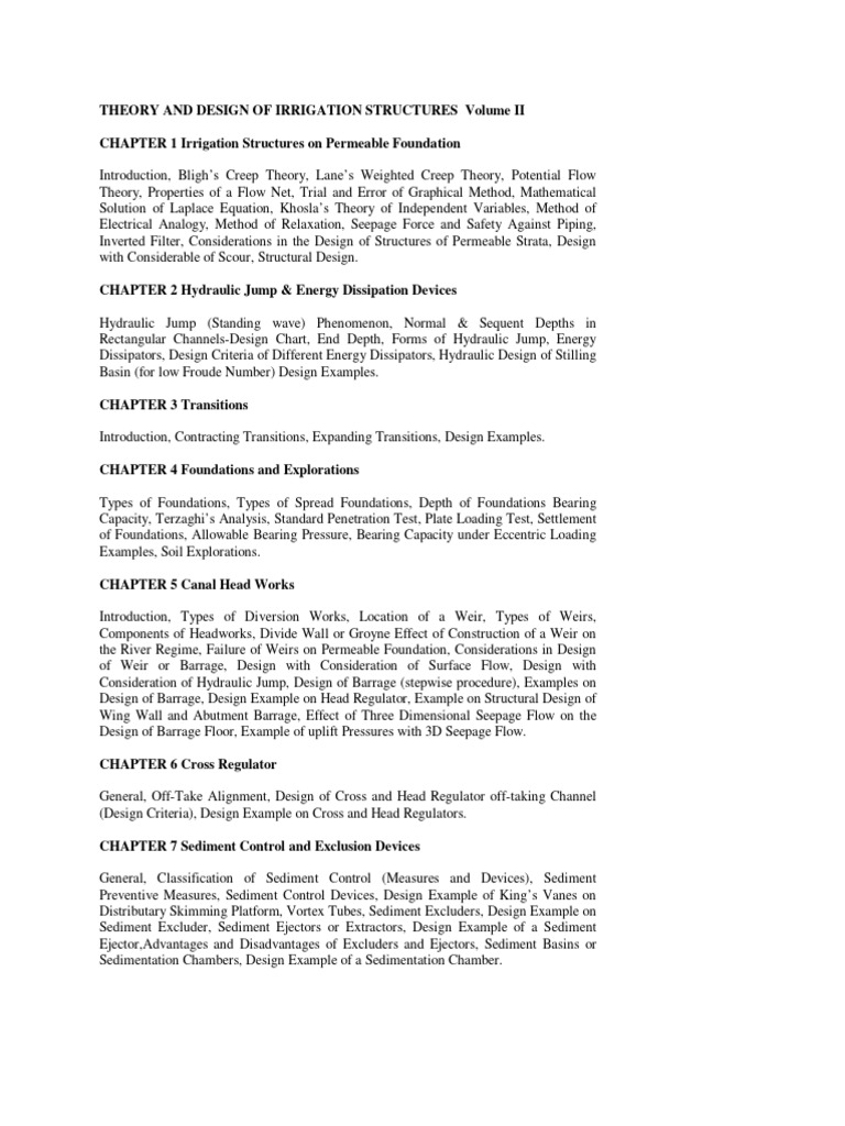 Theory and Design of Irrigation Structures Volume Ii | PDF | Dam | Spillway