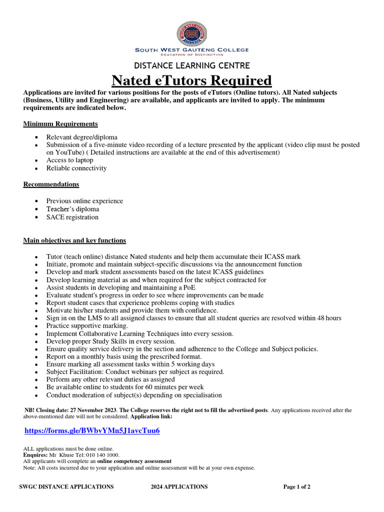 Distance Learning Applications For 2024 Deadline Soon | PDF | You Tube ...