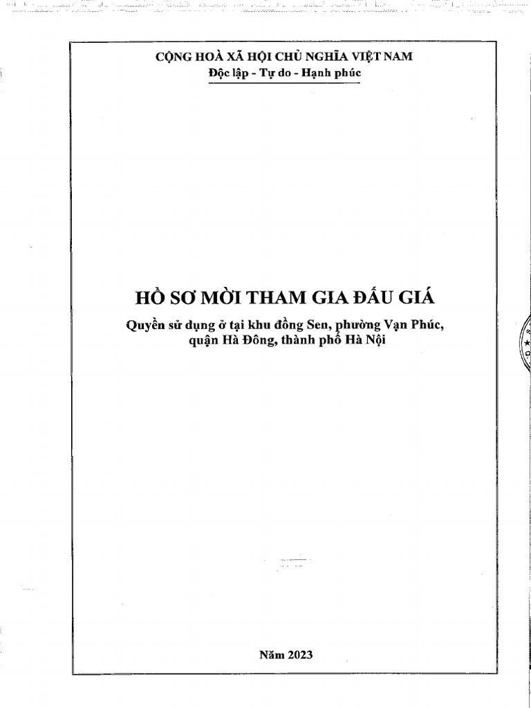 HSM Dau Gia QSDD Khu Dong Sen, Van Phuc, Ha Dong | PDF