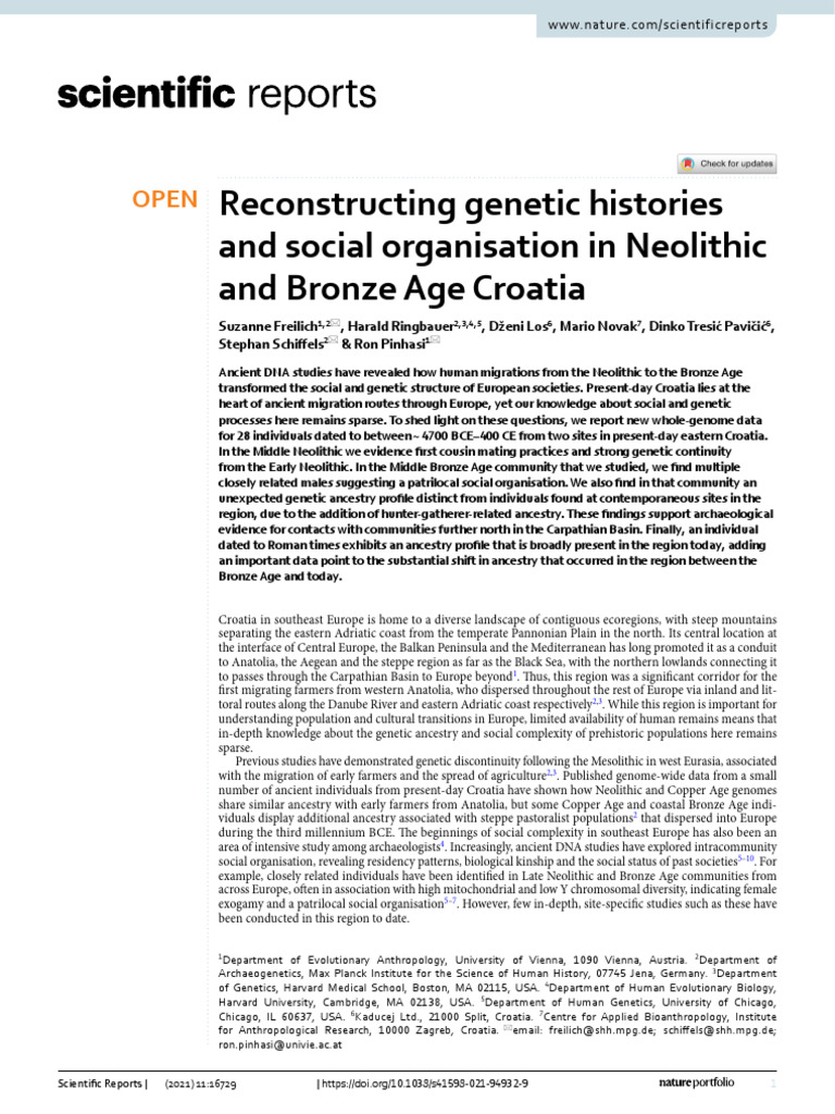 Reconstructing Genetic Histories and Social Organisation in Neolithic ...