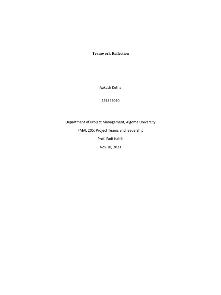 REVISED - Teamwork Reflection - UNIT 10 PMAL - AAKASH | PDF ...