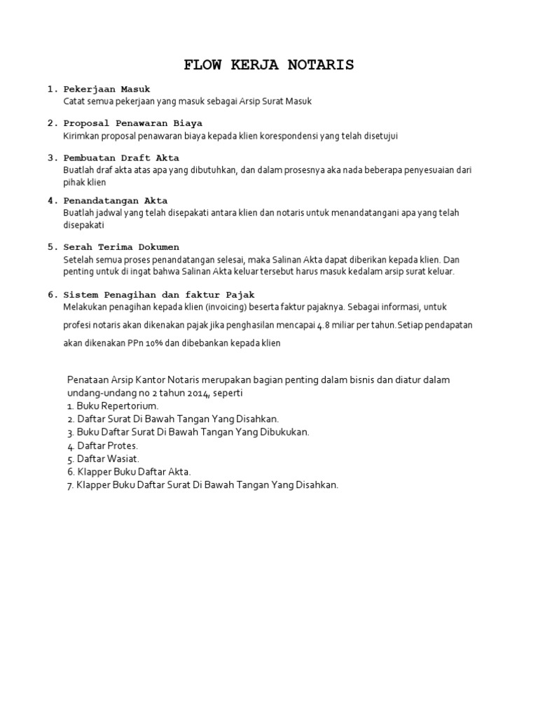 Flow Kerja Notaris | PDF
