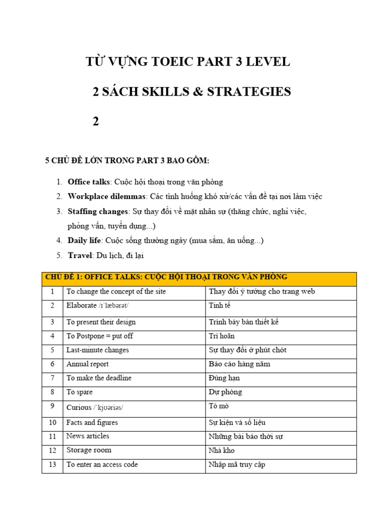 T V NG TOEIC-PART 3 Level 2 | PDF