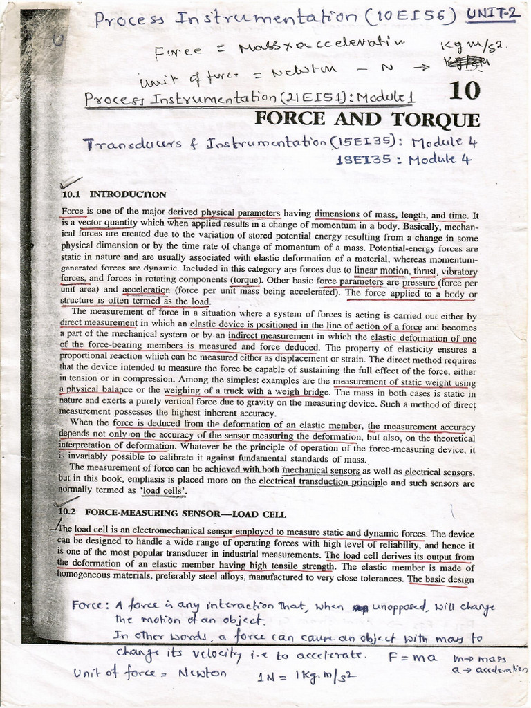 Module-1 Force & Torque Measurement Notes | PDF
