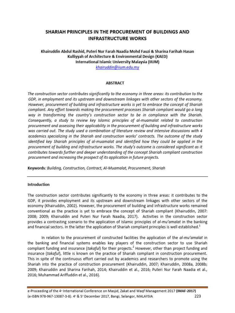 2017 Sharia Principles in Procurement | PDF