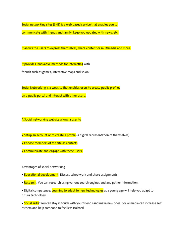 ICT Notes (Highlighted) | PDF | Blog | Social Networking Service