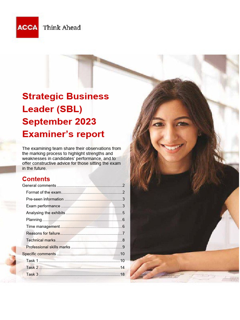 SBL s23 Examiner Report | PDF | Risk | Leadership