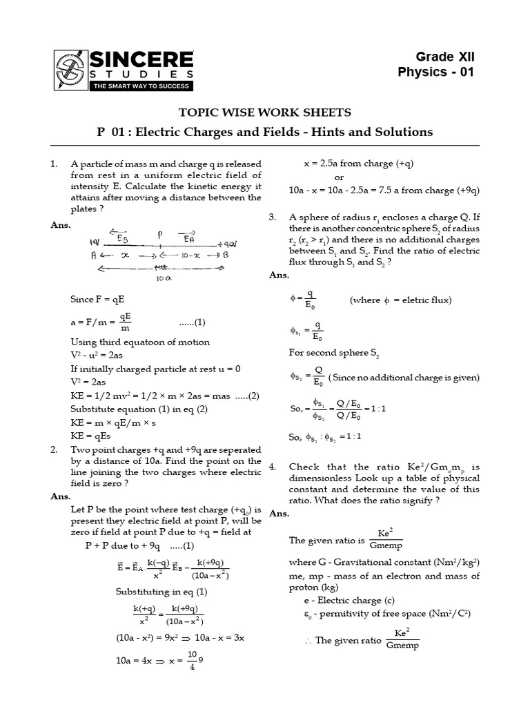 Electric Field and Charge Calculations | PDF | Physics | Physical Sciences