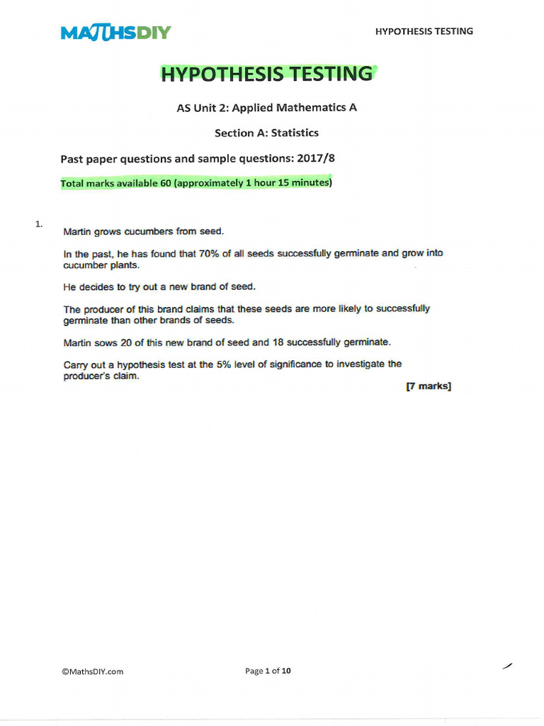 Hypothesis Testing | PDF