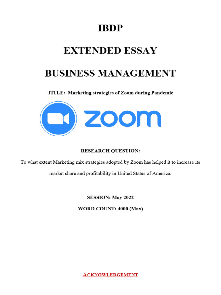 Extended Essay ZOOM | PDF