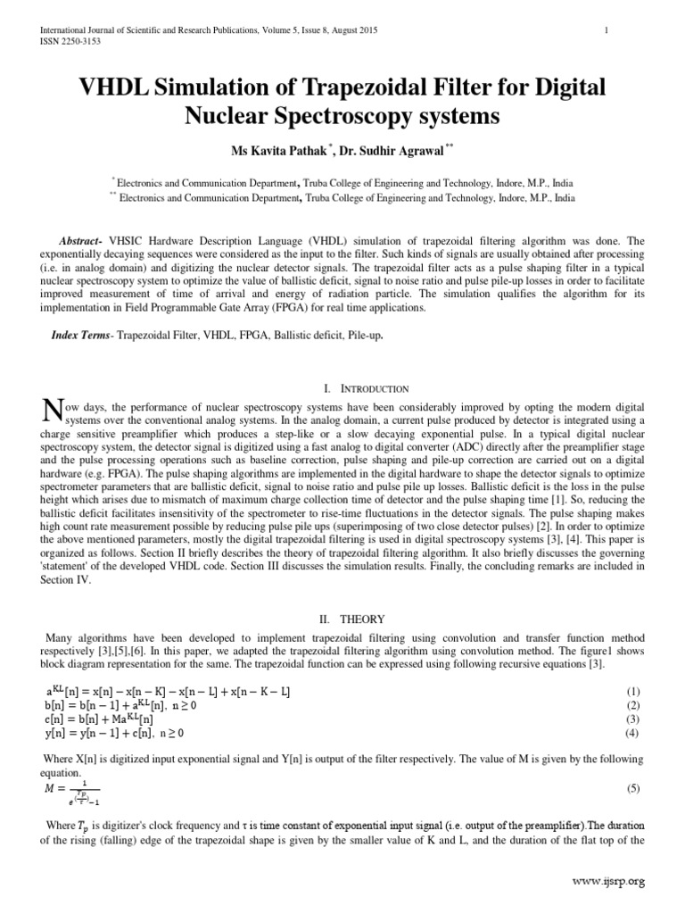 VHDL Trapezoidal Filter Simulation | PDF | Analogue Electronics ...