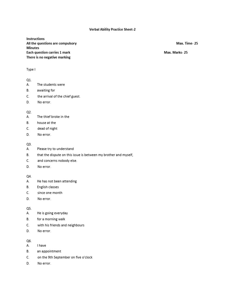 Va Practice Set 2 | PDF