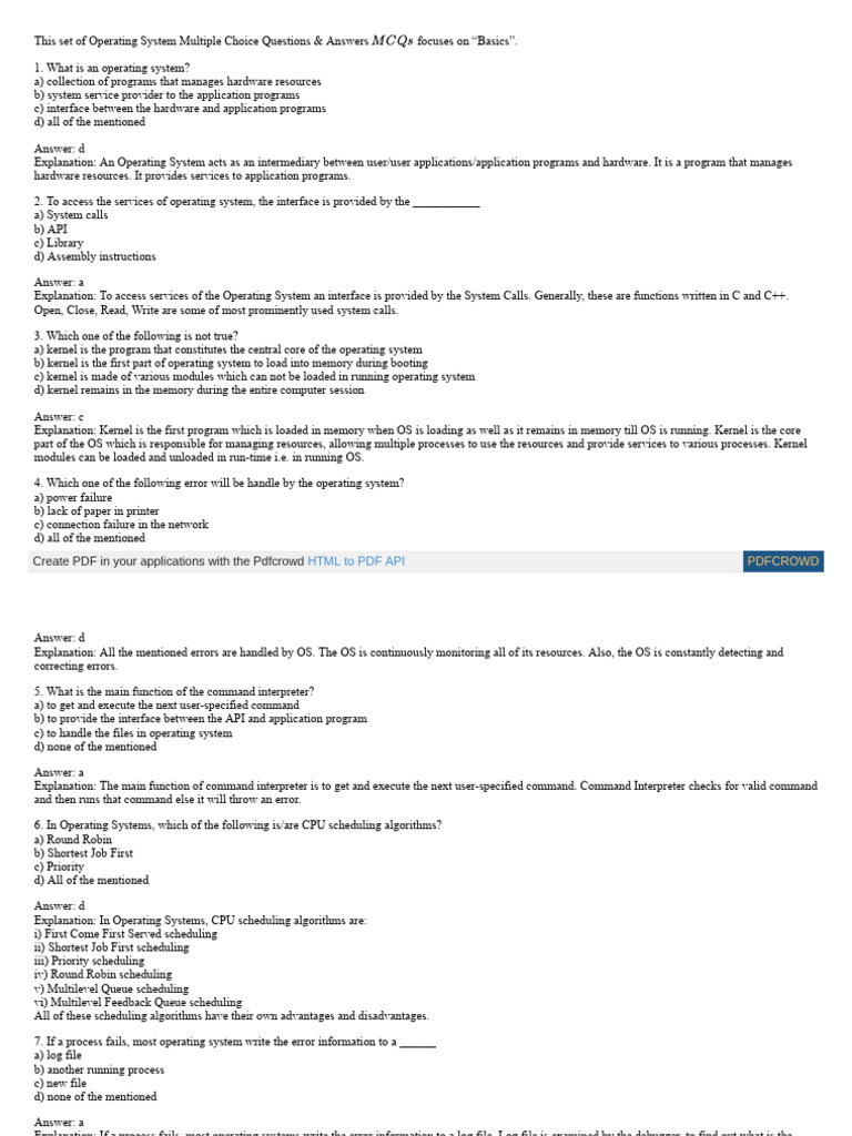 Operating System Questions Answers - HTML | PDF Operating System Questions Answers - HTML | PDF