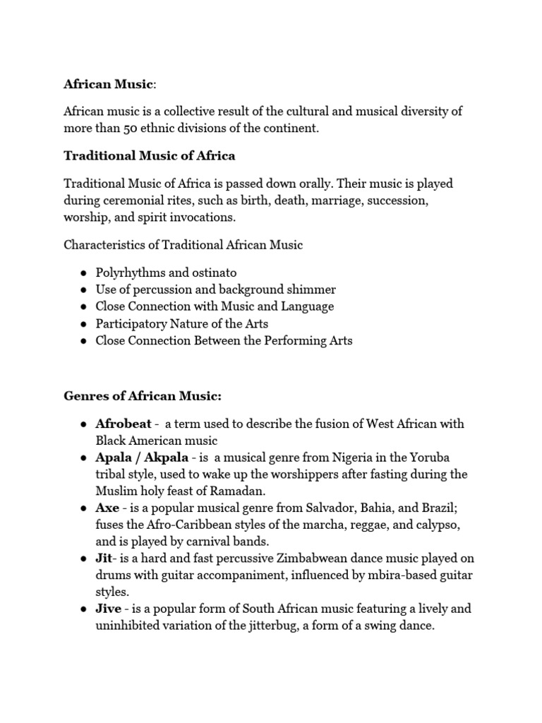 Characteristics of African Music | PDF | Reggae | English Language Music