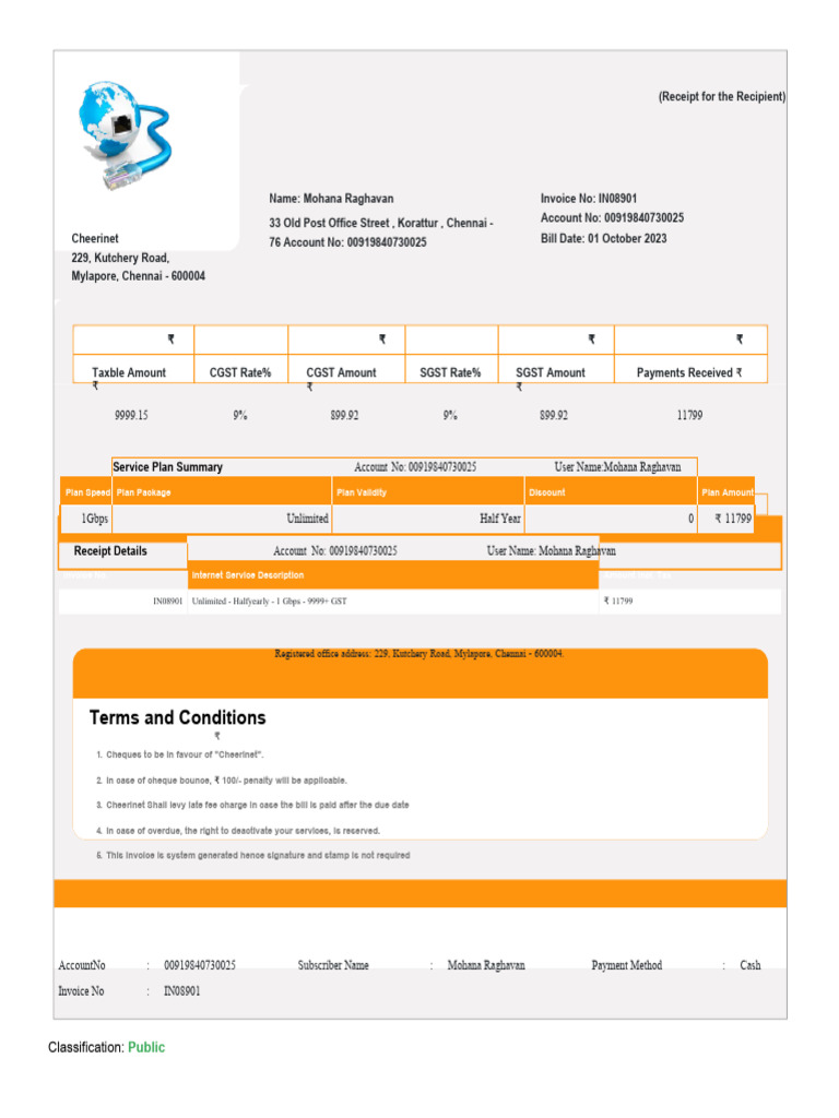 Half Yearly - Communication Bill | Download Free PDF | Invoice | Receipt