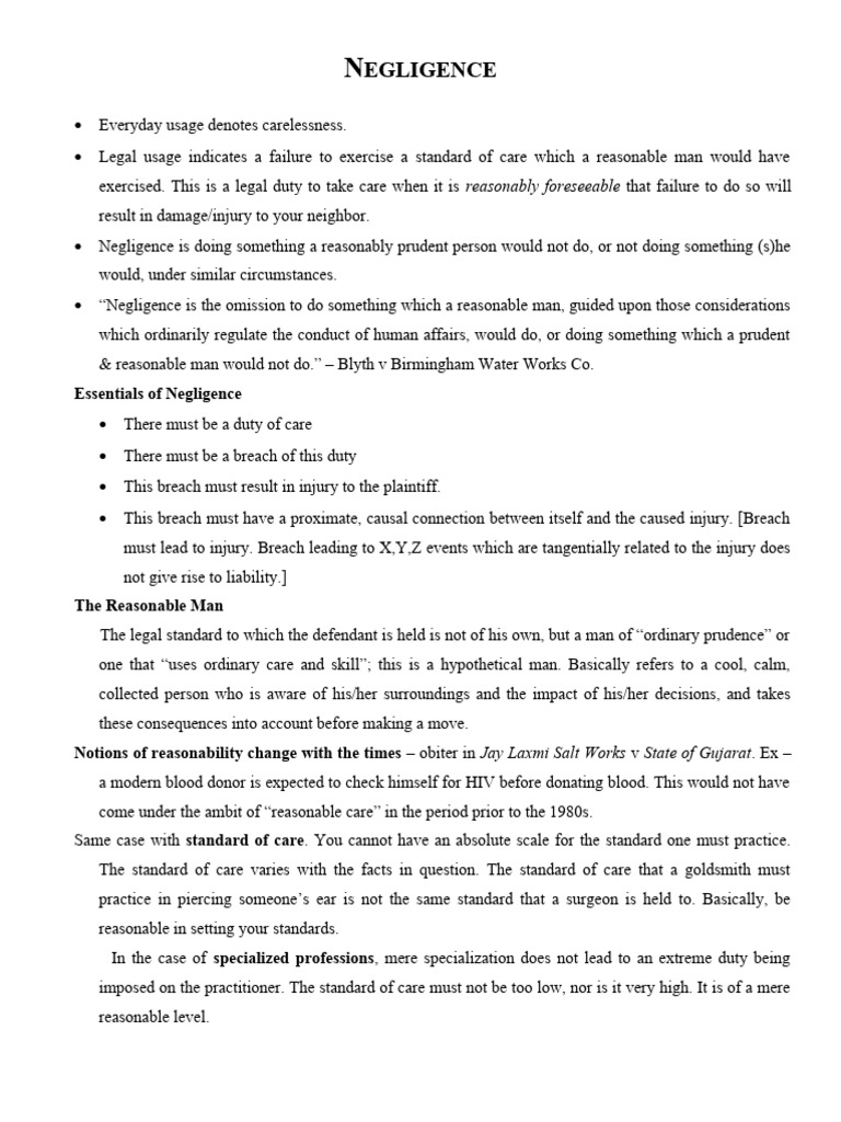 Negligence | PDF | Negligence | Duty Of Care