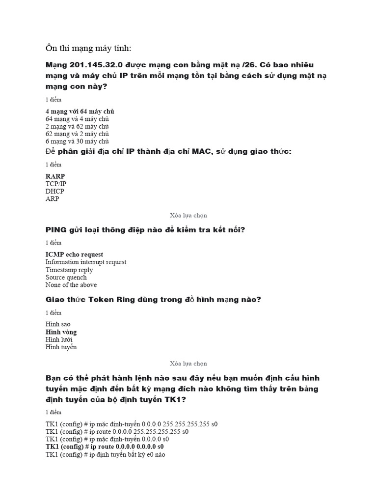 Ôn Thi M NG Máy Tính | PDF