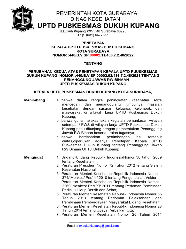 1-5.1.1 EP 2 SP Penetapan PJ RW BINAAN 2023 Revisi | PDF