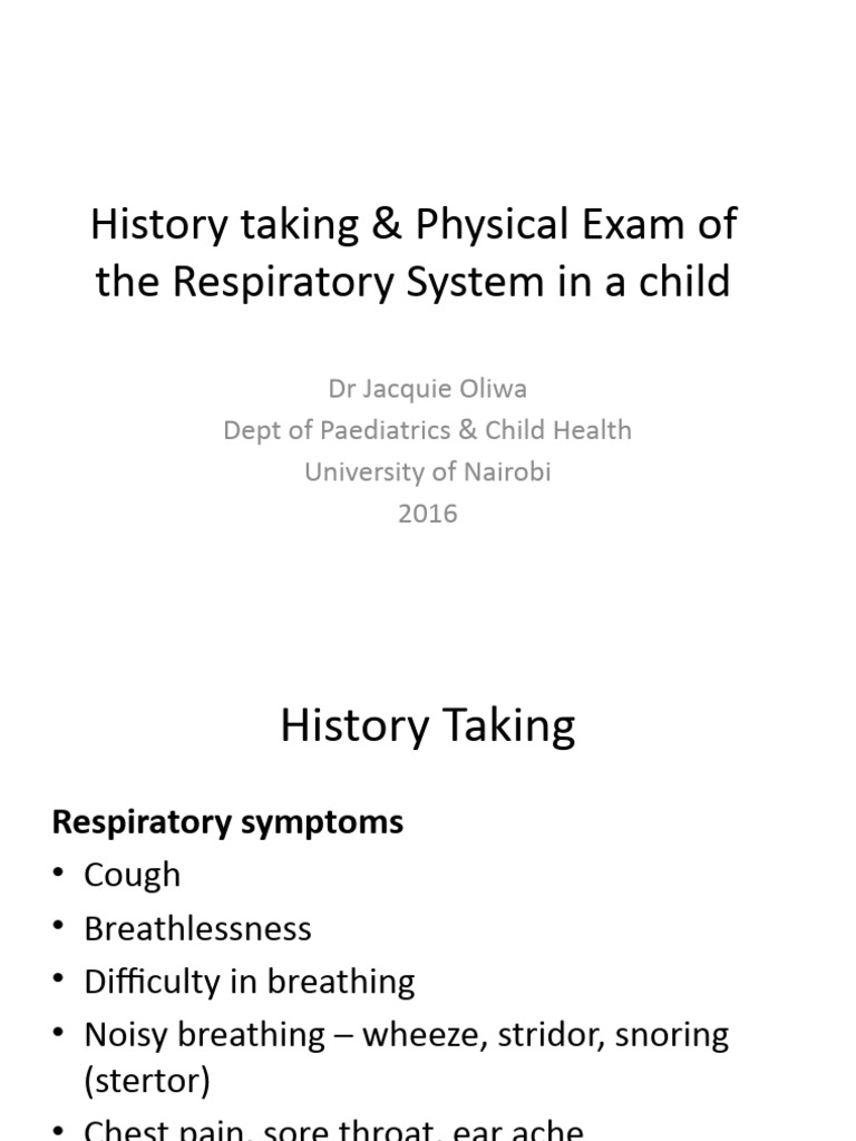 Respiratory System - History and Physical Examination | PDF | Cough ...