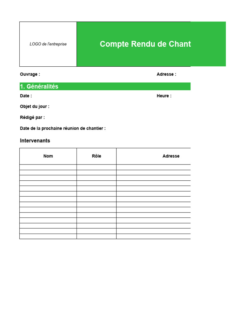 Modele Compte Rendu Chantier | PDF