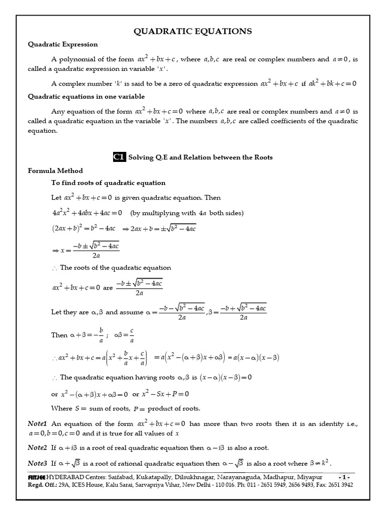FIRST+YEAR MATHEMATICS Quadratic+Equations+&+Progression Material+ (MNR ...