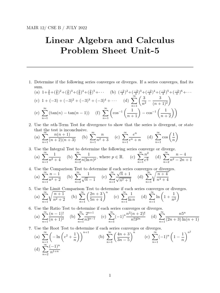 Problem Sheet Unit 5 | PDF