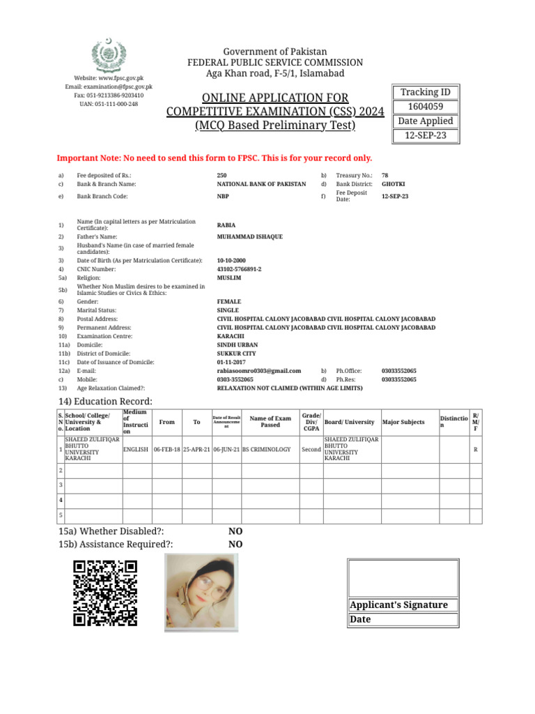 Competitive Examination (CSS) MPT - 2024 | PDF Competitive Examination (CSS) MPT - 2024 | PDF
