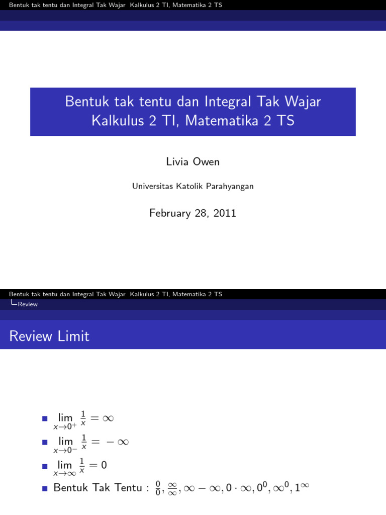 Bentuk Tak Tentu Dan Integral Tak Wajar | PDF