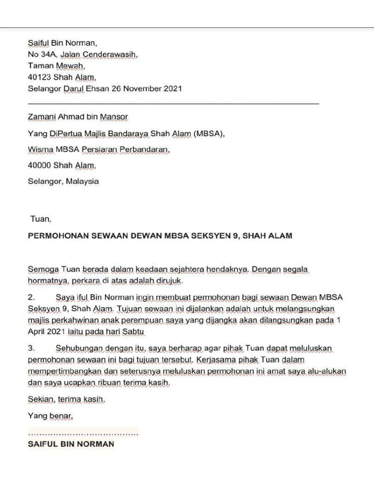 Contoh Surat Rasmi | PDF