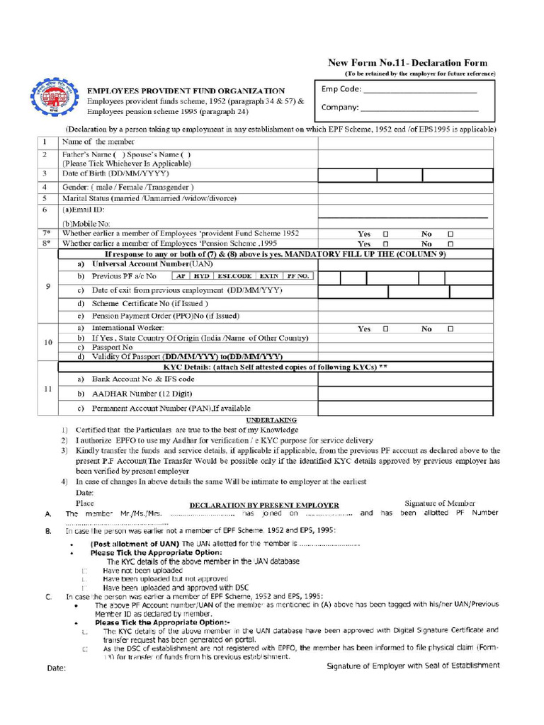 PF Form 11 | PDF