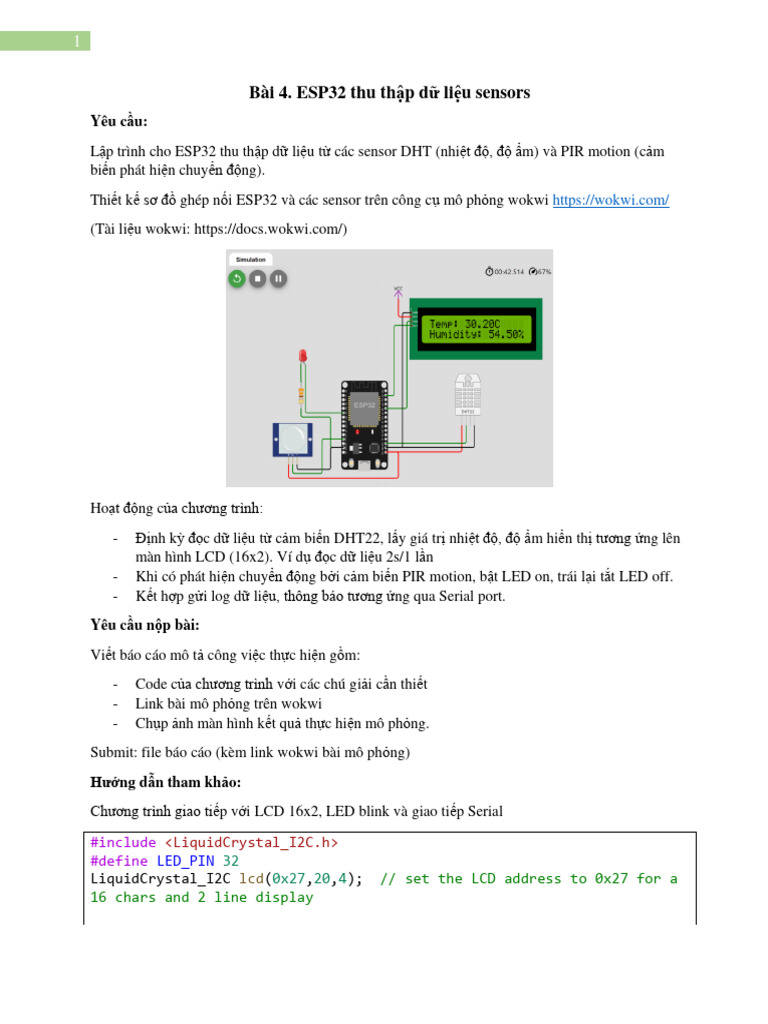 Bai4. ESP32 thu thập dữ liệu sensors | PDF