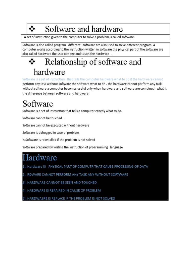 Understanding Software and Hardware Differences | PDF | Career & Growth ...