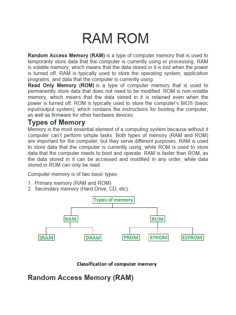 Ram Rom | Download Free PDF | Read Only Memory | Random Access Memory