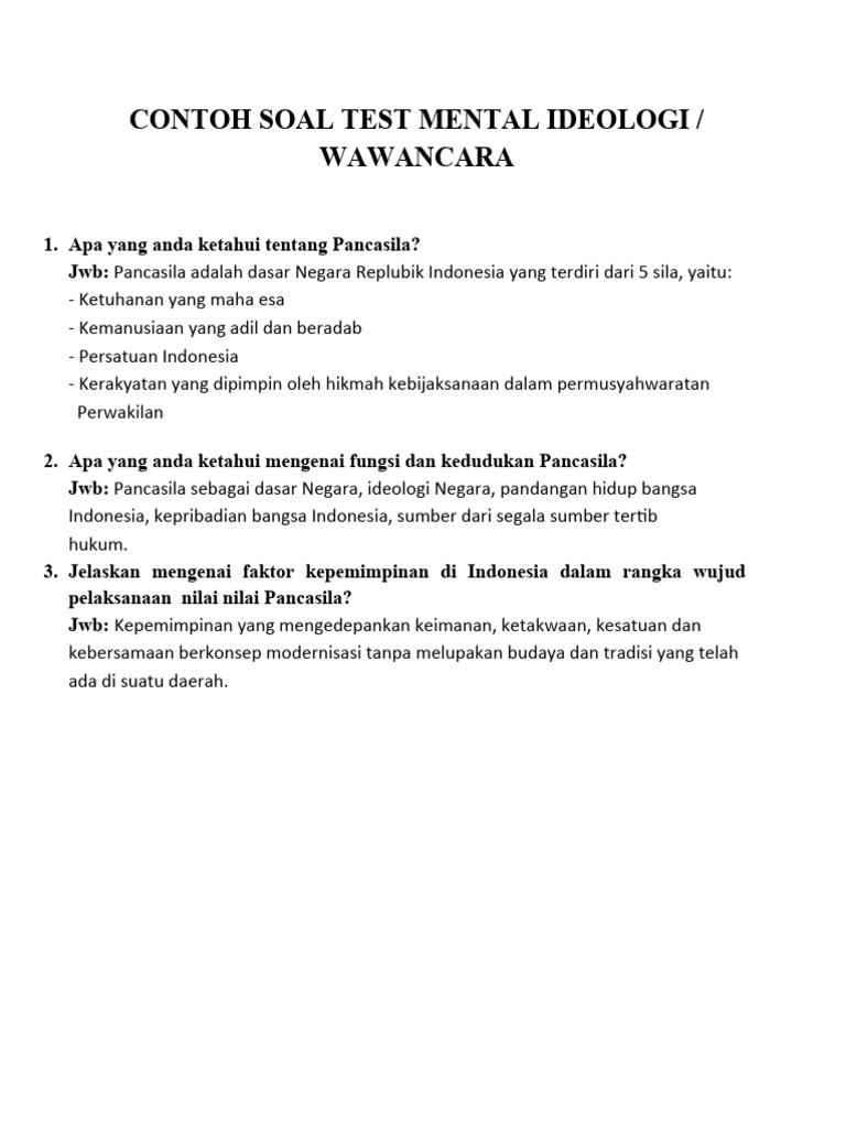 Soal Test Mental Ideologi Pancasila | PDF