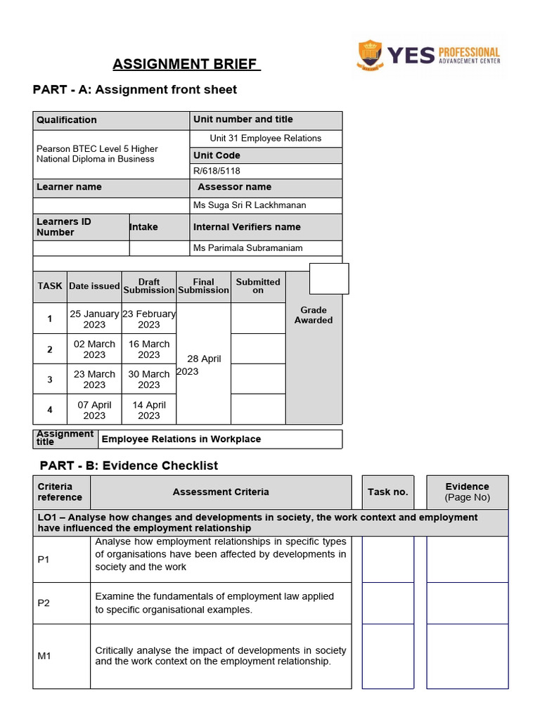 Assignment Brief - Unit 31 | PDF | Career & Growth | Art