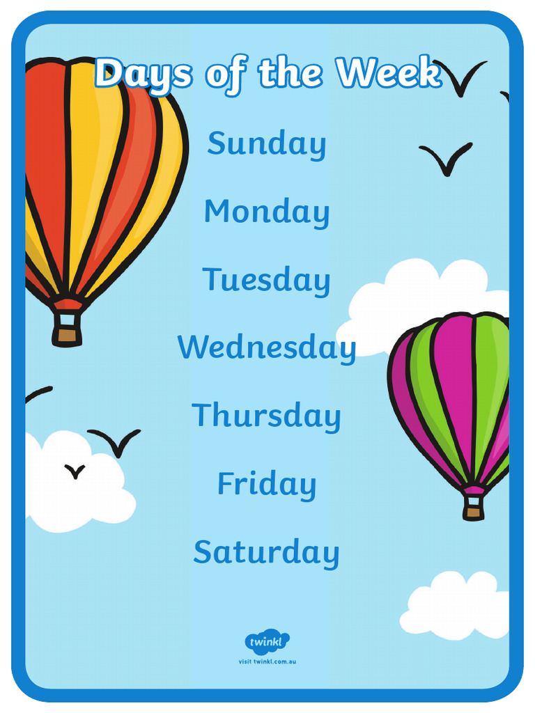 Days of The Week Display Poster | PDF