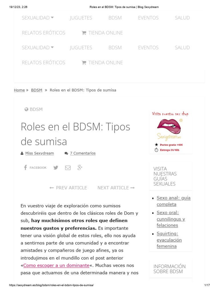 Tipos de Sumisa en el BDSM | PDF | Bdsm | Dominación y sumisión